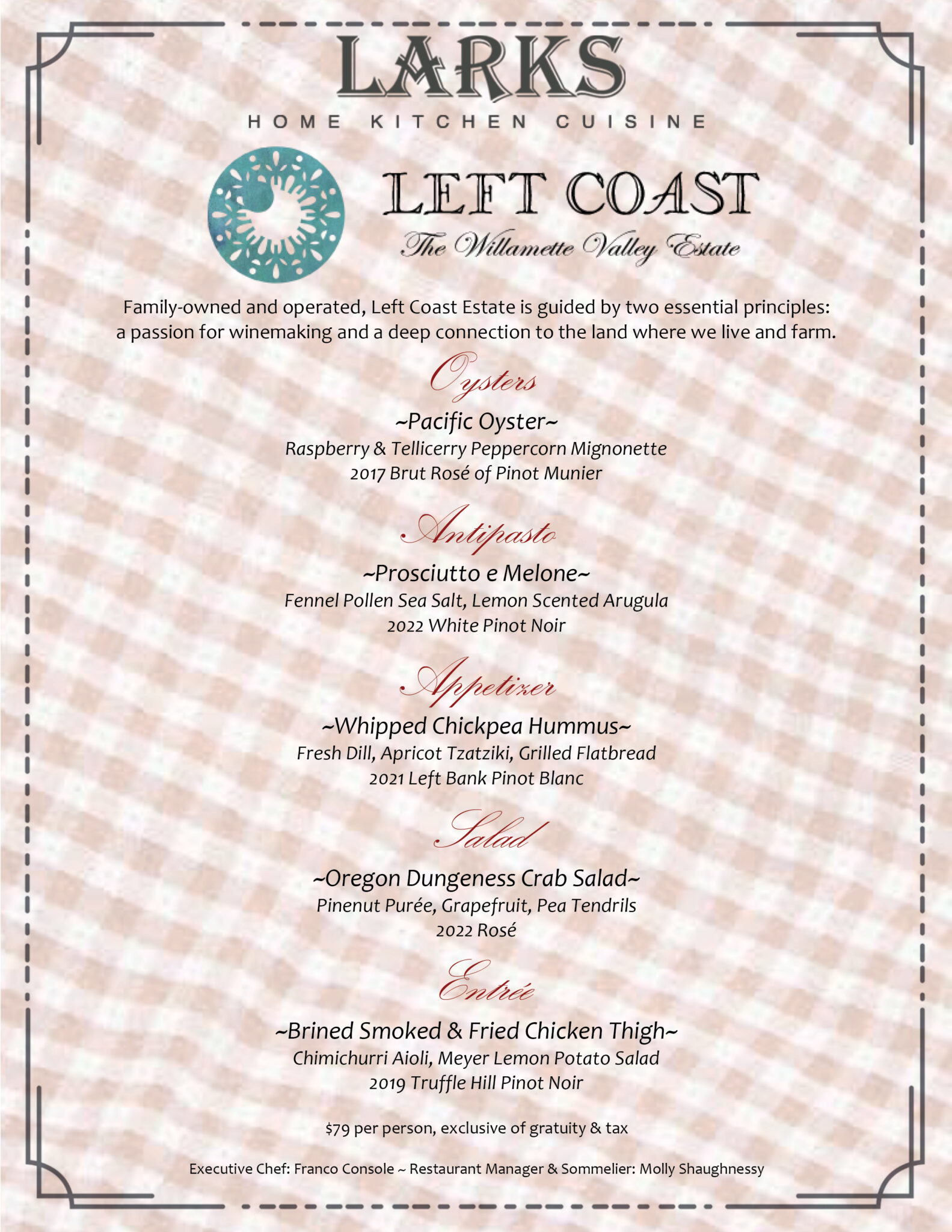 Left Coast Picnic Wine Dinner: Celebrating Oregon Wine Month - Larks ...